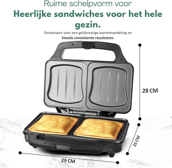 MIRA® Tosti-ijzers - Tosti Apparaat - Tosti Ijzer - Zilver - 25cm x ...