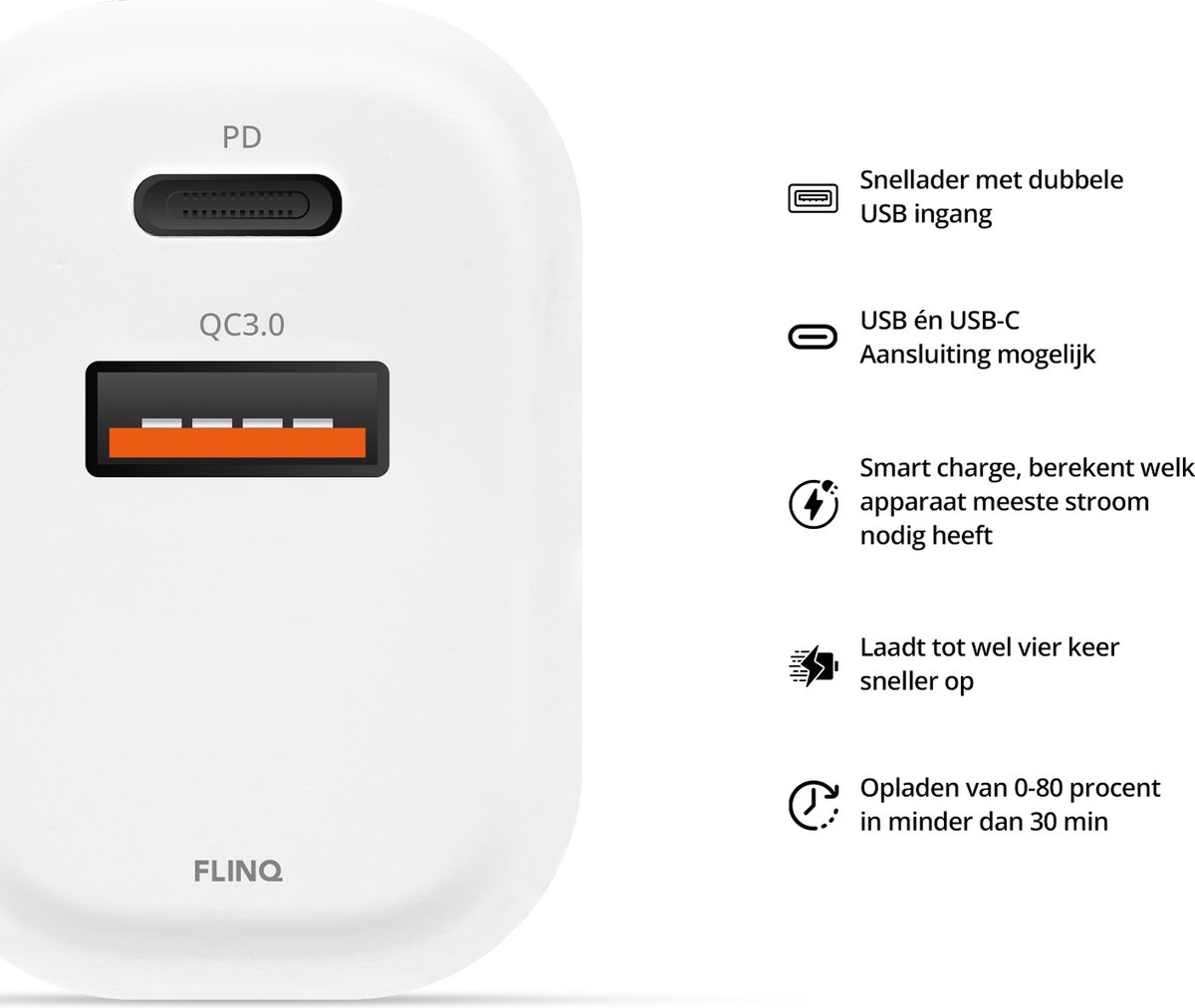 FlinQ Snellader Adapter - Snellader iPhone - Snellader Samsung - USB ...