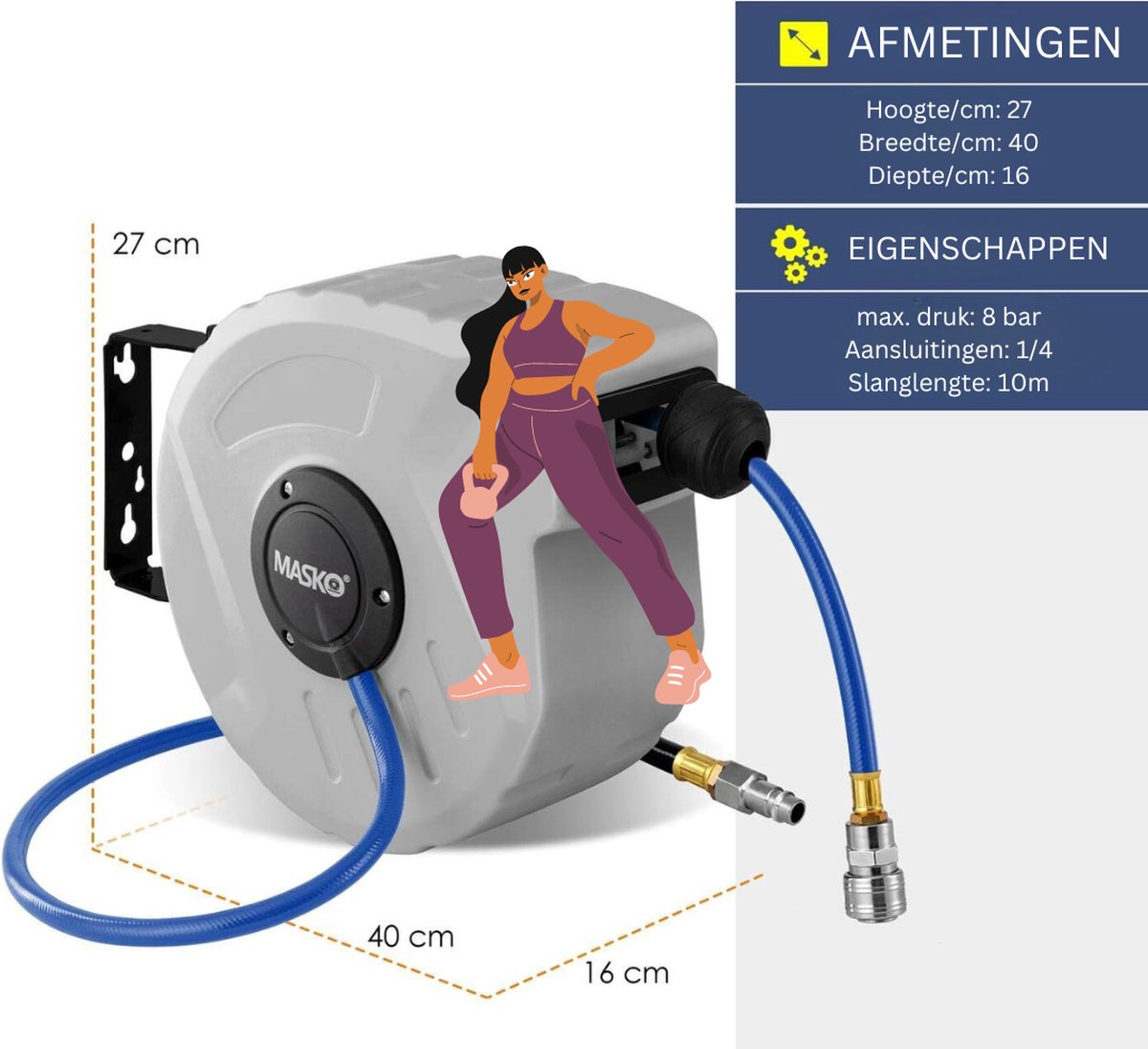 Slangenhaspel - Slangenwagen 2 In 1 - Slangenhouder Met Automatische ...