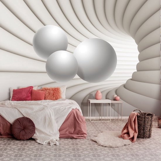 Fotobehang - Vlies Behang - 3D Tunnel met Ballen - 416 x 290 cm | bol