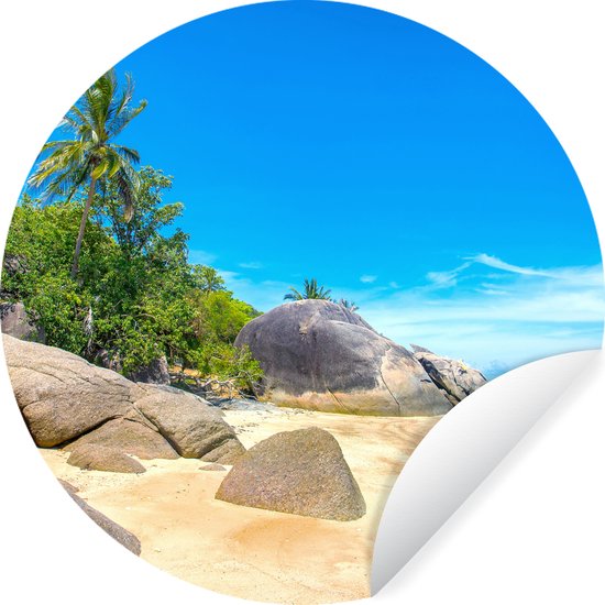 WallCircle - Muurstickers - Behangcirkel - Strand - Tropisch - Zee - Planten - ⌀ 120... | bol