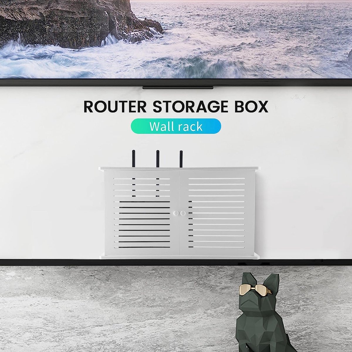 Draadloos WiFi Router Opbergdozen Houten kist Kabel Power Draad Houder ...