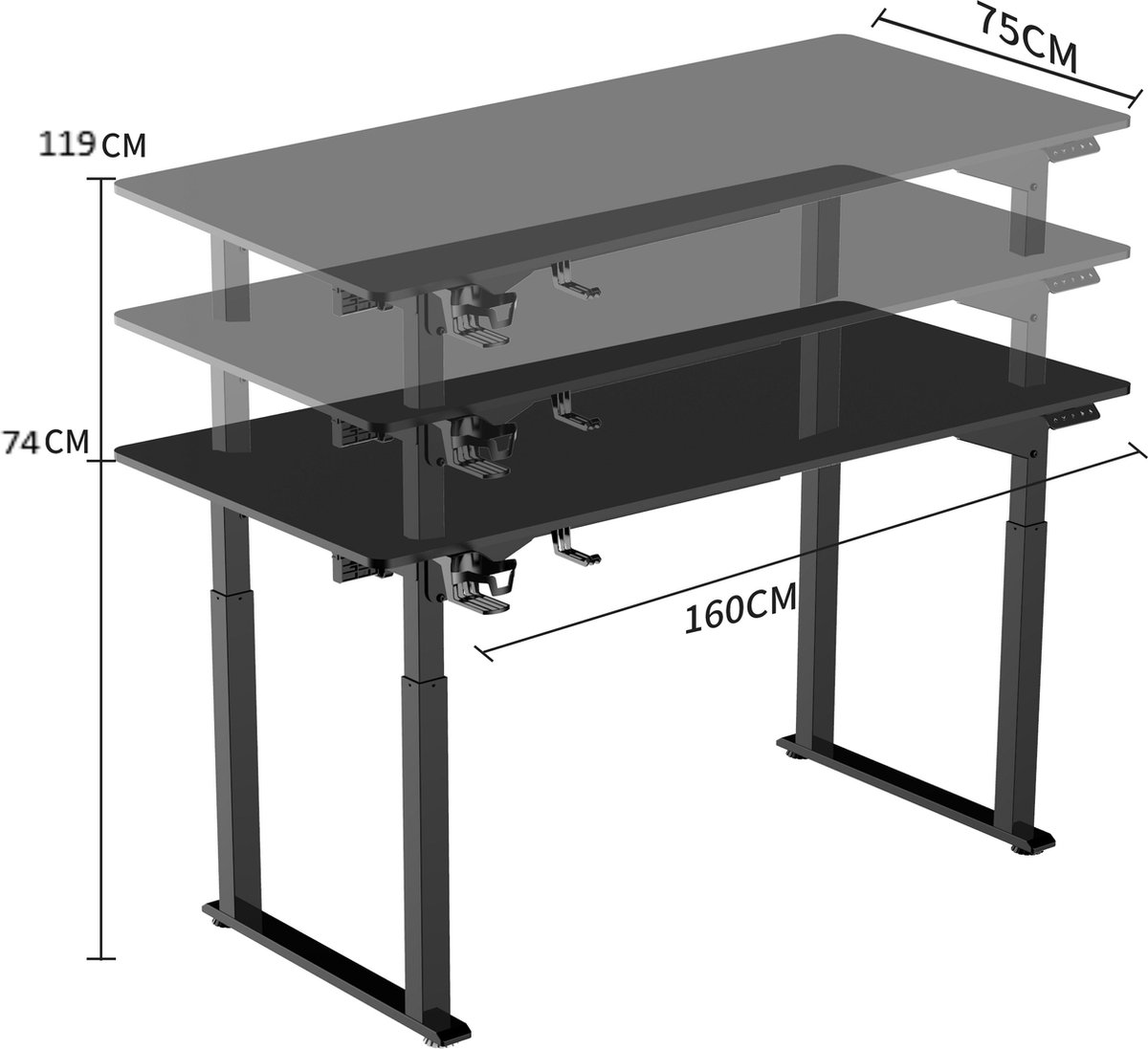 Bureau zit sta elektrisch verstelbaar - game bureau - ergonomische ...