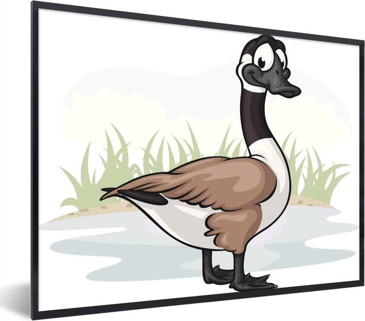 Fotolijst incl. Poster - Een cartoon tekening van een gans - 40x30 cm ...