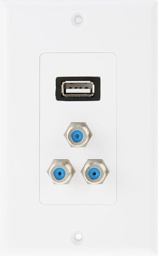 USB 2.0 vrouwtje plug + 3 F vrouwtje pluggen Muurplaat Paneel | bol