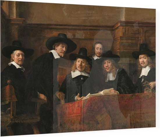 De staalmeesters, Rembrandt van Rijn - Foto op Plexiglas - 120 x 90 cm ...