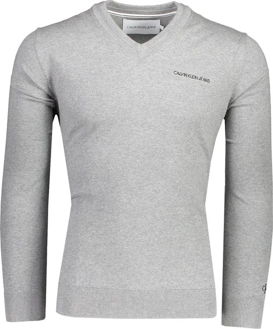 Calvin Klein Sweater Grijs Getailleerd - Maat L - Heren - Herfst/Winter Collectie -... | bol.com