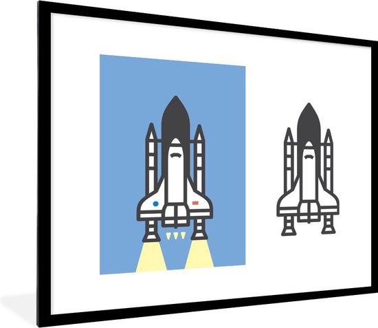Fotolijst incl. Poster - Een pictogram tekening van twee Space Shuttles ...