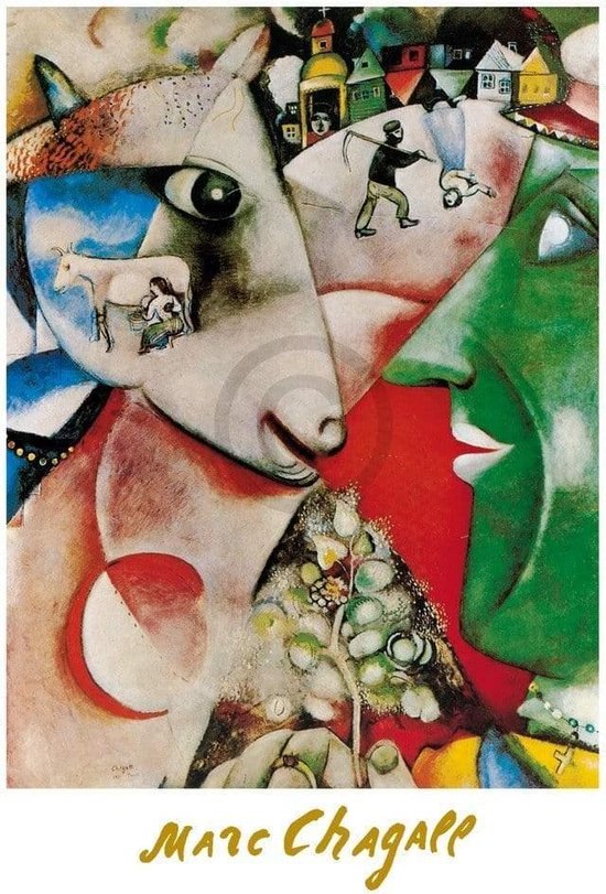 Marc Chagall - I and the village, 1911 Kunstdruk 60x80cm | bol.com