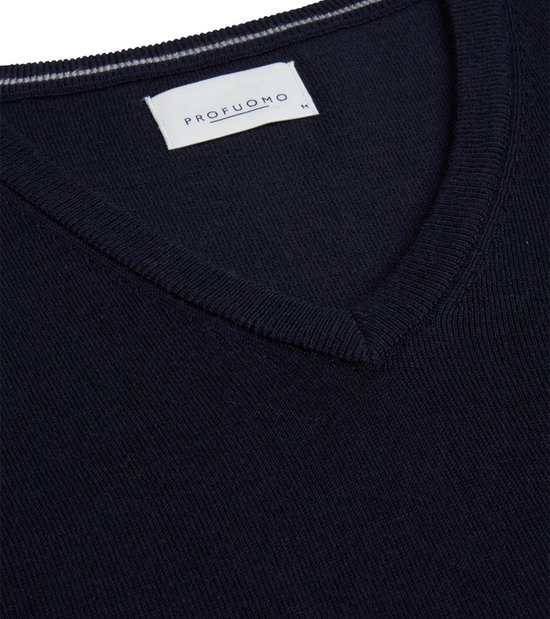 Profuomo - Pullover V-Hals Merinowol Navy - Maat XL - Modern-fit | bol.com