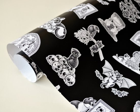 Katten Gothic Inpakpapier x 10 - Creepy Cute Cat Wrapping Paper - 10 ...