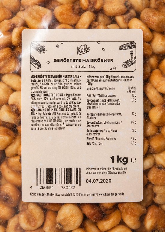 KoRo | Veggie geroosterde maïskorrels met zout 1 kg | bol