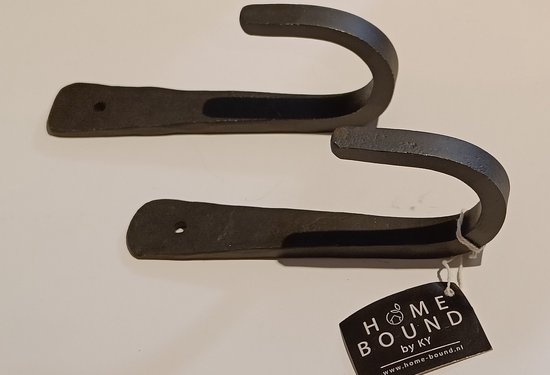 Robuuste Ophang-, Kapstokhaak, Zwart gietijzer, 13,5 x 5,5 cm | bol