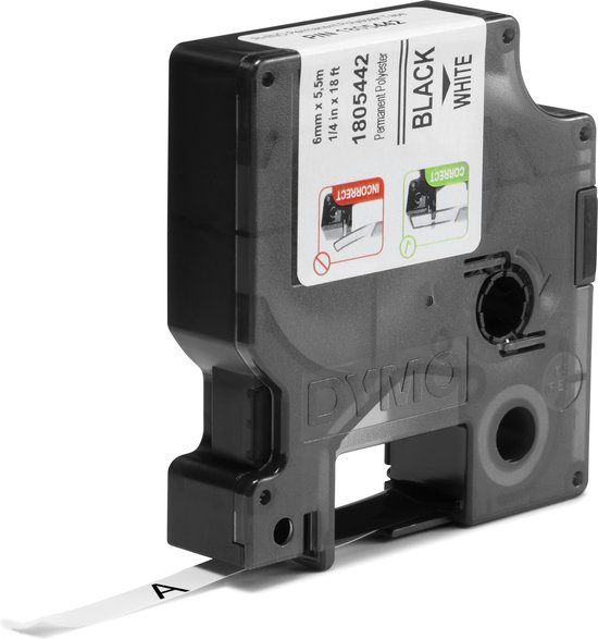 DYMO Rhino industriële labels | Permanent Polyester | 6 mm x 3,5 m | zwarte afdruk op... | bol.com
