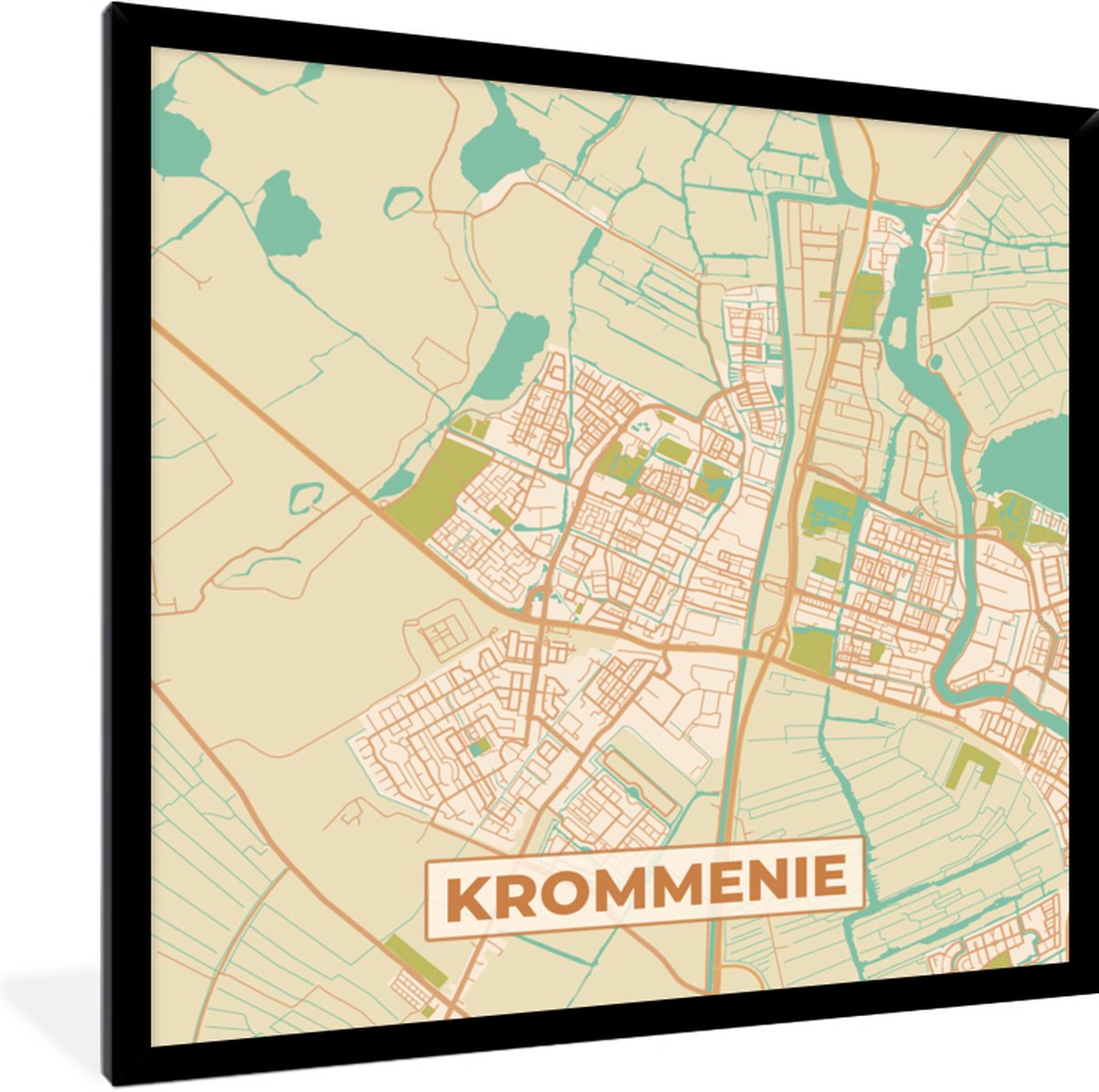 Fotolijst incl. Poster - Krommenie - Kaart - Plattegrond - Stadskaart ...