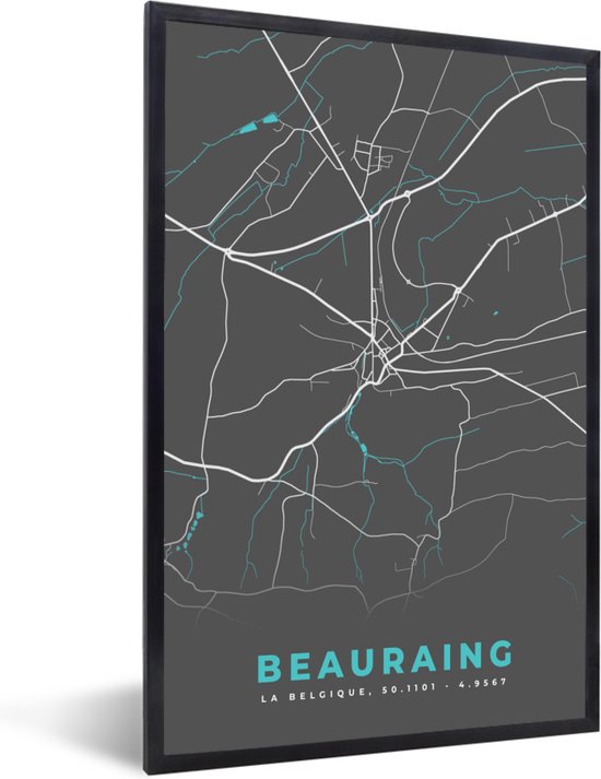 Fotolijst incl. Poster - Kaart – Plattegrond – Stadskaart – Beauraing ...