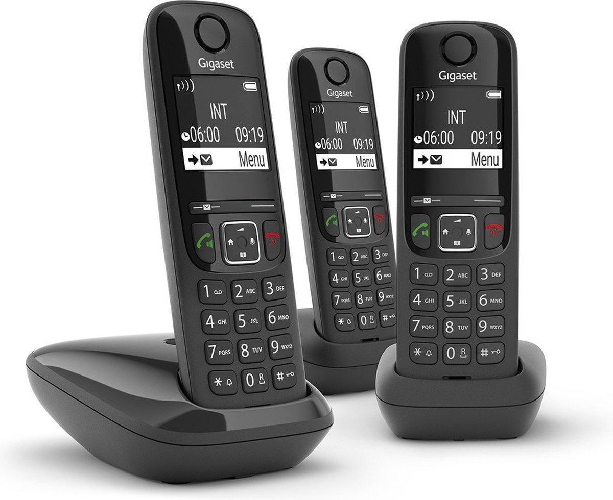 Gigaset AS690 trio - 3 handsets - Zwart - Handsfree bellen - huistelefoon - inclusief... | bol.com