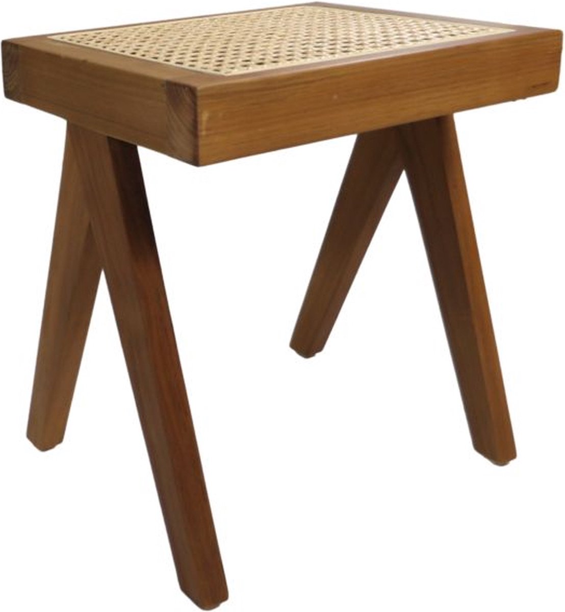 Decoratief bankje - 42x32x45 - Naturel - Teak/rotan | bol.com