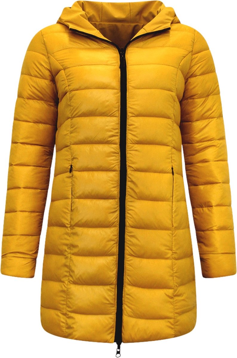 Lange Gewatteerde Jas Dames - Puffer jacket - Geel | bol.com
