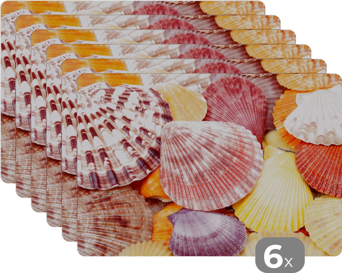 Placemat - Placemats kunststof - Schelpen - Rood - Geel - Strand ... Placemat - Placemats kunststof - Schelpen - Rood - Geel - Strand ...