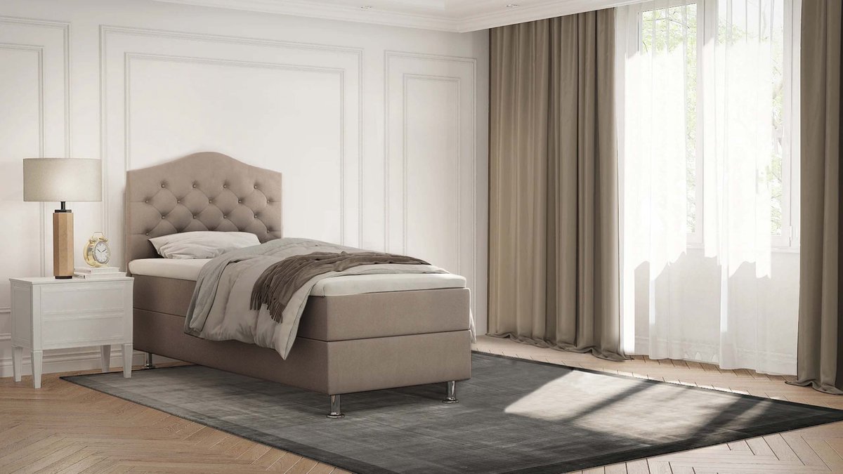 Boxspring Bed Mars Beige 90x200 cm - compleet bed met opbergruimte ...