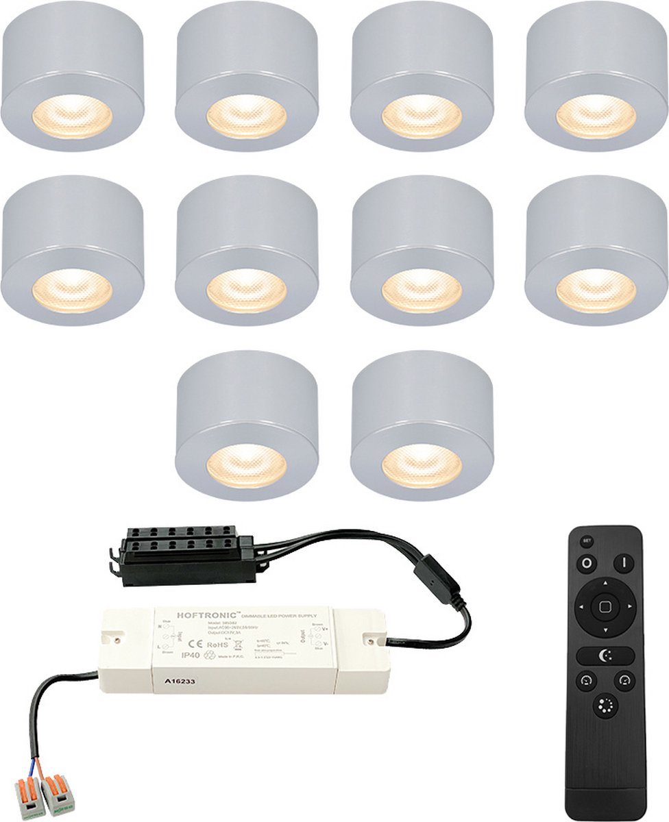 Complete set 10x3W dimbare LED in/opbouwspots Navarra IP44 | bol.com