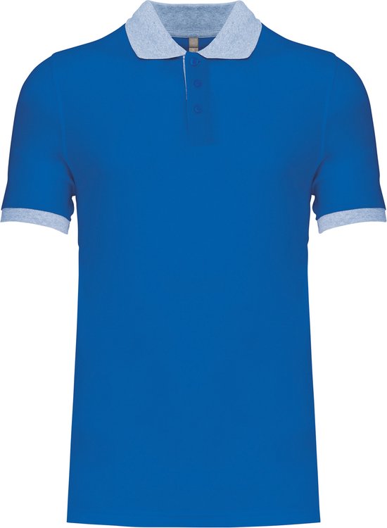 Kariban Piqué-herenpolo tweekleurig K258 - Light Royal Blue / Oxford Grey - S | bol