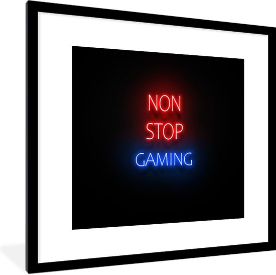 Game Poster - Tekst - Gaming - Non stop gaming - Neon - Zwart - 40x40 ...