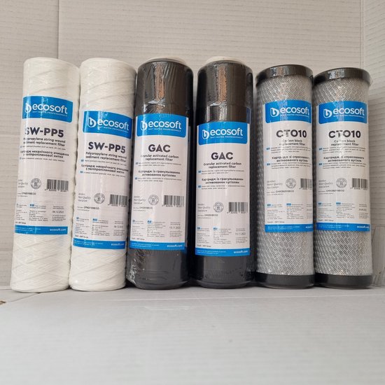 Ecosoft waterfilter - sedimentfilter patronen - 2 x carbon block - 2 x GAC filter - 2... | bol