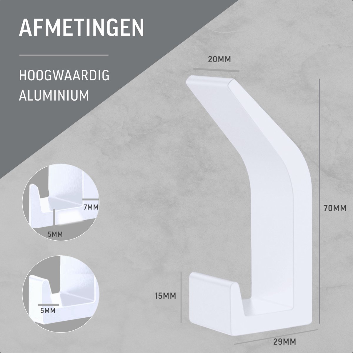 Wandhaak - Muurhaak - Wit - Jashaak - Handdoekhaakjes - Kapstokhaak ...