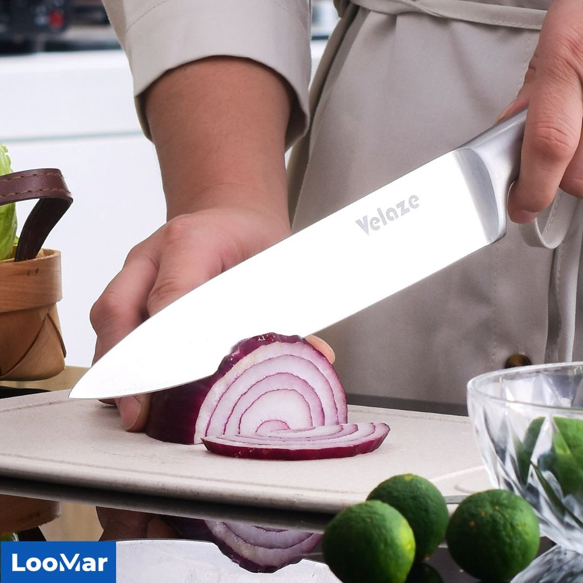 LooMar Premium Messenset - 8 delig - met messenblok - inclusief Koksmes ...