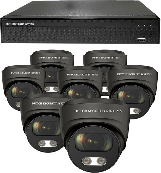 Beveiligingscamera set - 7x Dome camera - UltraHD 4K - Sony 8MP - Zwart ...