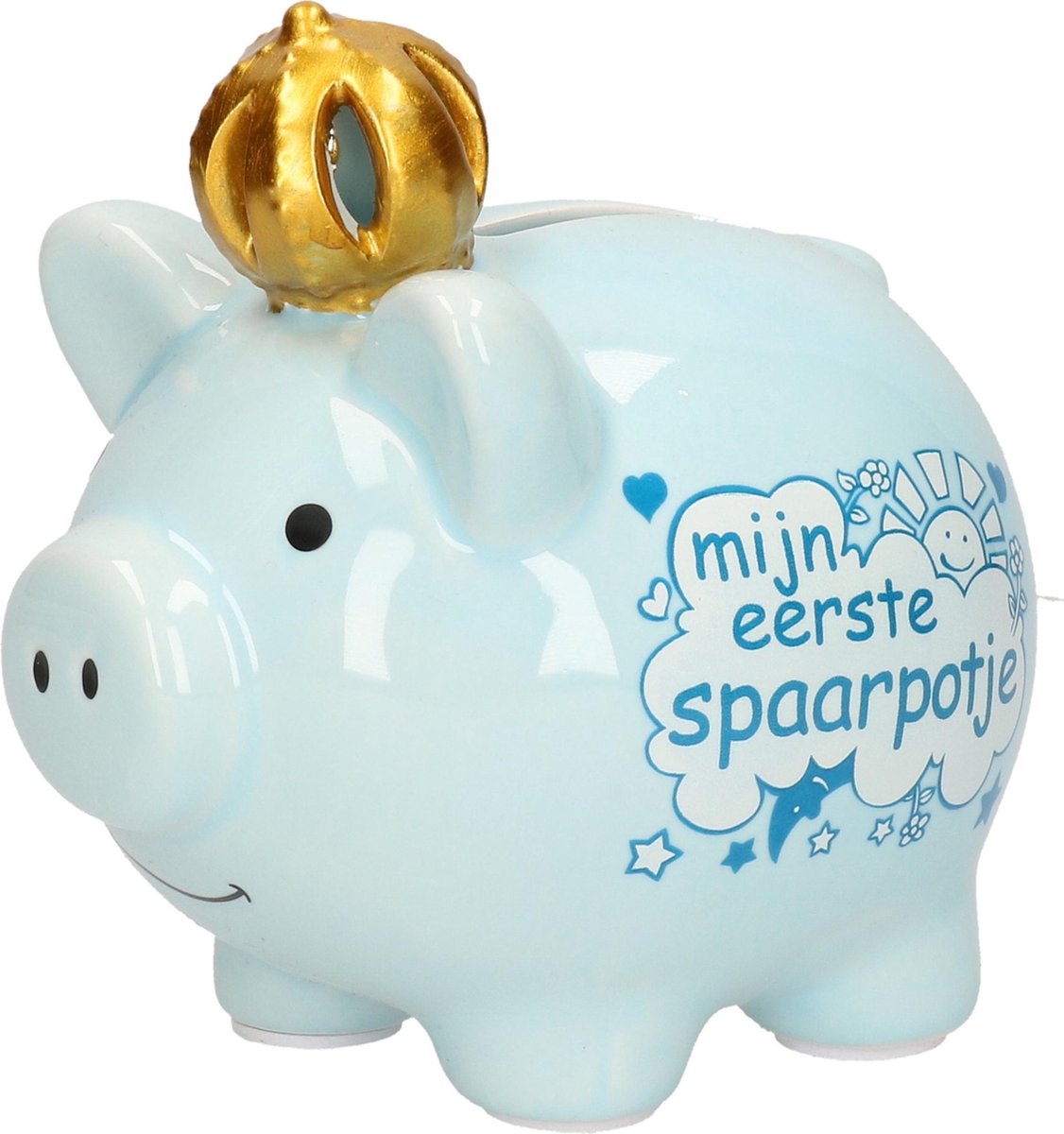 Spaarvarken mijn eerste spaarpotje blauw 12 cm - Jongen geboren ...