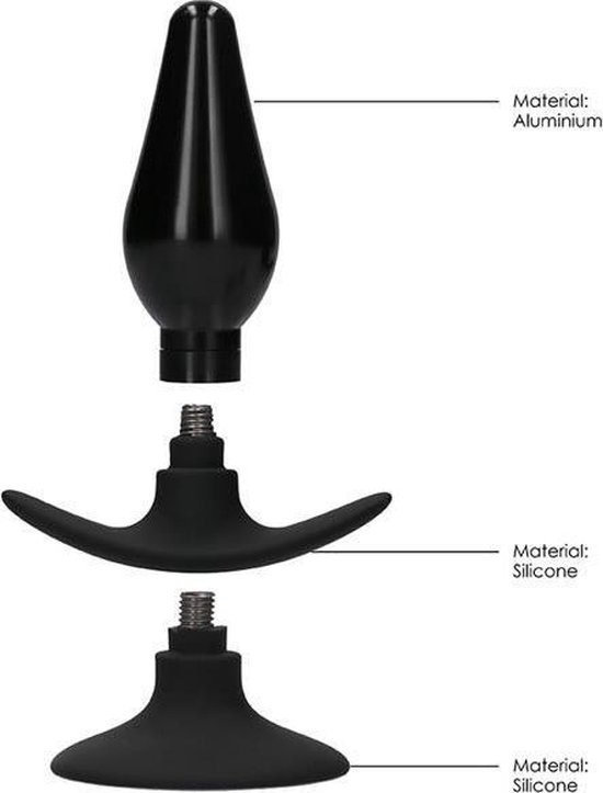 Shots - Ouch! | Interchangeable Butt Plug Set - Pointed Medium - Black ...