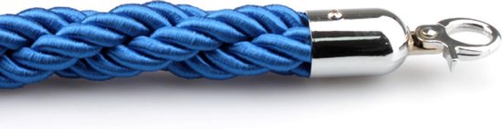 Koord voor afzetpaal | Blauw - 150cm | Gedraaid | Sluiting: Chroom | bol