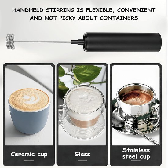 Elektrische melkopschuimer met USB-oplaadbaar en 2 snelheden voor koffie - latte -... | bol