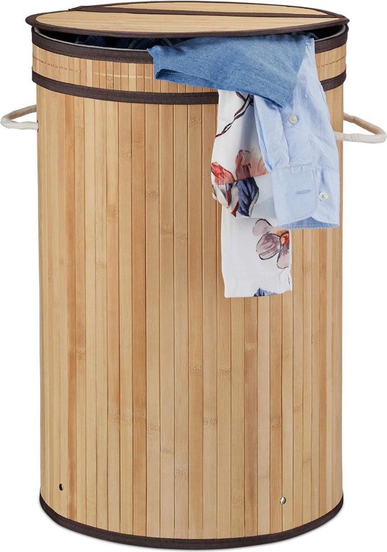 Ronde wasmand met deksel - 65 L volume - wasverzamelaar Ø 40 cm ...