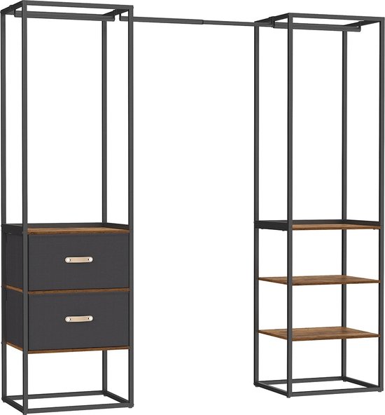 Vintage Bruine Open Garderobe - Stalen Garderobe - MDF Garderobe ...