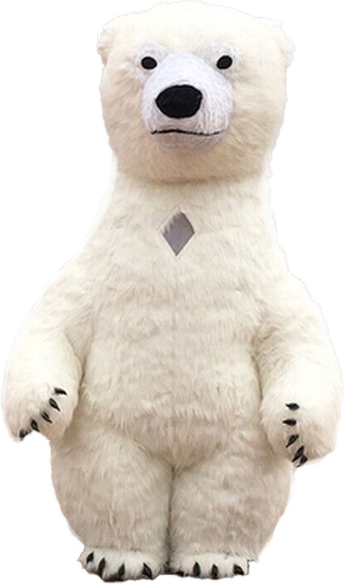 KIMU® Mega Opblaasbare Mascotte IJsbeer - 2 Meter Kostuum Opblaasbaar ...