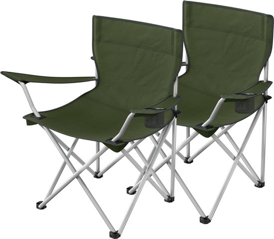 2 stuks visstoel met armleuning en bekerhouder - draagbare en ...