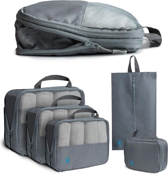 5-delige compressietassen set incl. schoenentas voor reizen koffer en ...
