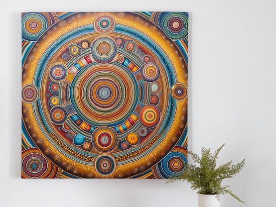 Olieverf aboriginal schilderij | Inheems meesterwerk: kleurrijk ...