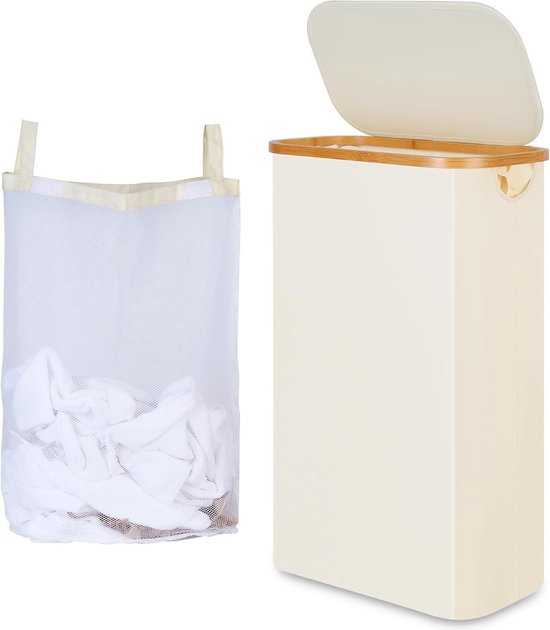 Wasmand 60 liter - hoge wasmand voor wasgoed met afneembare binnenzak - slanke dunne... | bol