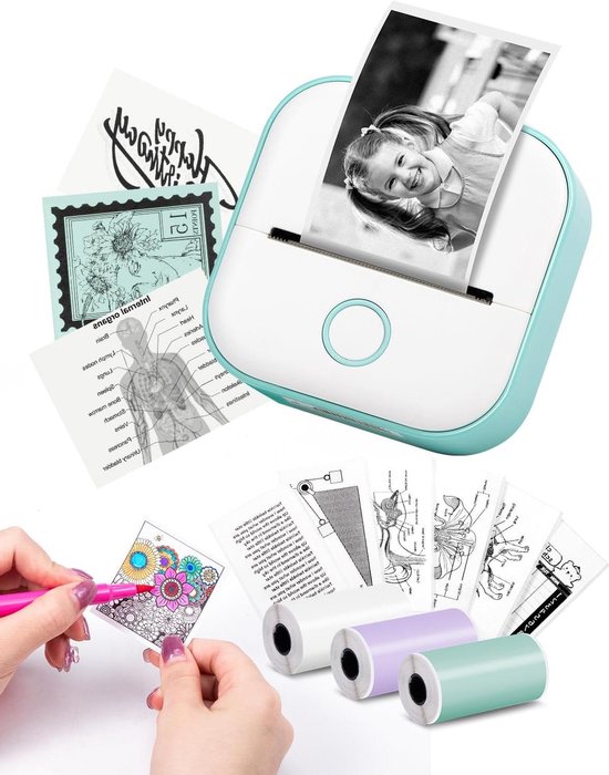 Mini Label Printer Portable Printer with 3 Rolls of Paper - Study Notes ...