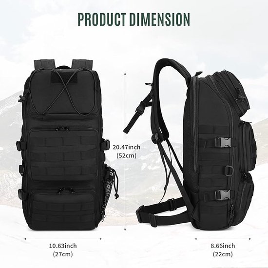 45L Tactische Rugzak Militaire Assault Pack Waterbestendig Molle Rugzak Grote... | bol