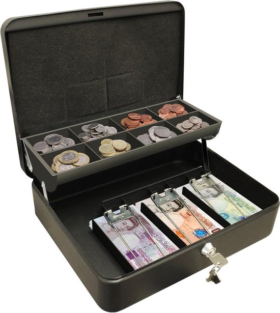 Foam Voering Cash Box met Cantilever Coin Tray - Zwart Geldkistje | bol