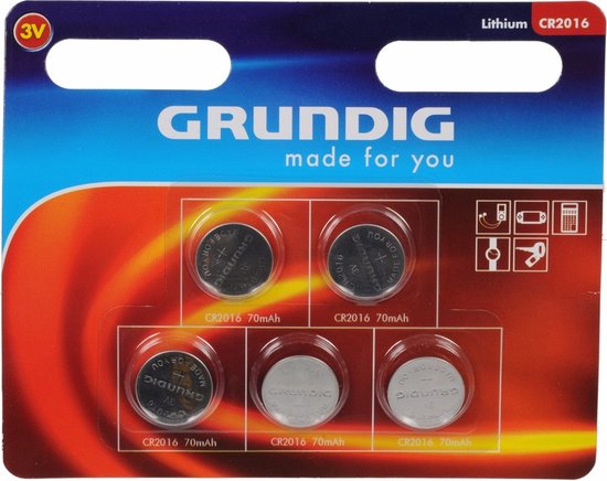 Grundig Knoopcel batterijen CR2016 - 10x stuks - 3V - Lithium - knoopcelbatterijen /... | bol