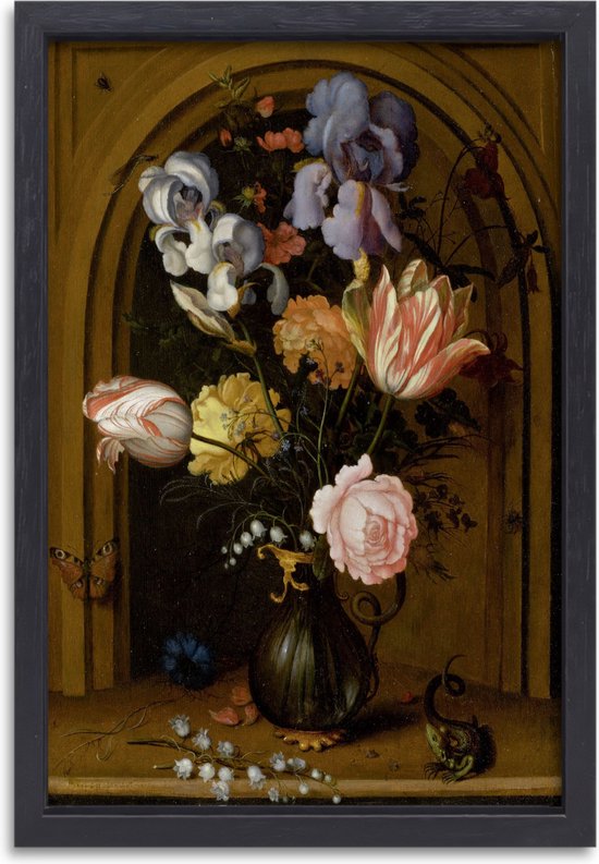 Stilleven in een glazen vaas - Balthasar van der Ast schilderijen - Bloemen schilderij... | bol
