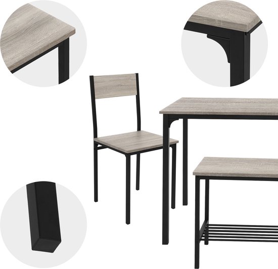 Eetkamerset met bank 4-delig met eettafel en stoelen Sonoma eiken ...