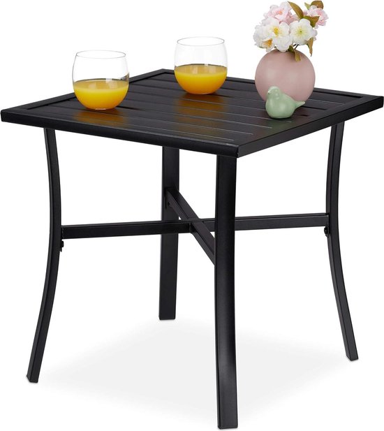 Vierkante tuintafel voor tuin, balkon en terras - geschikt voor 4 personen - staal -... | bol